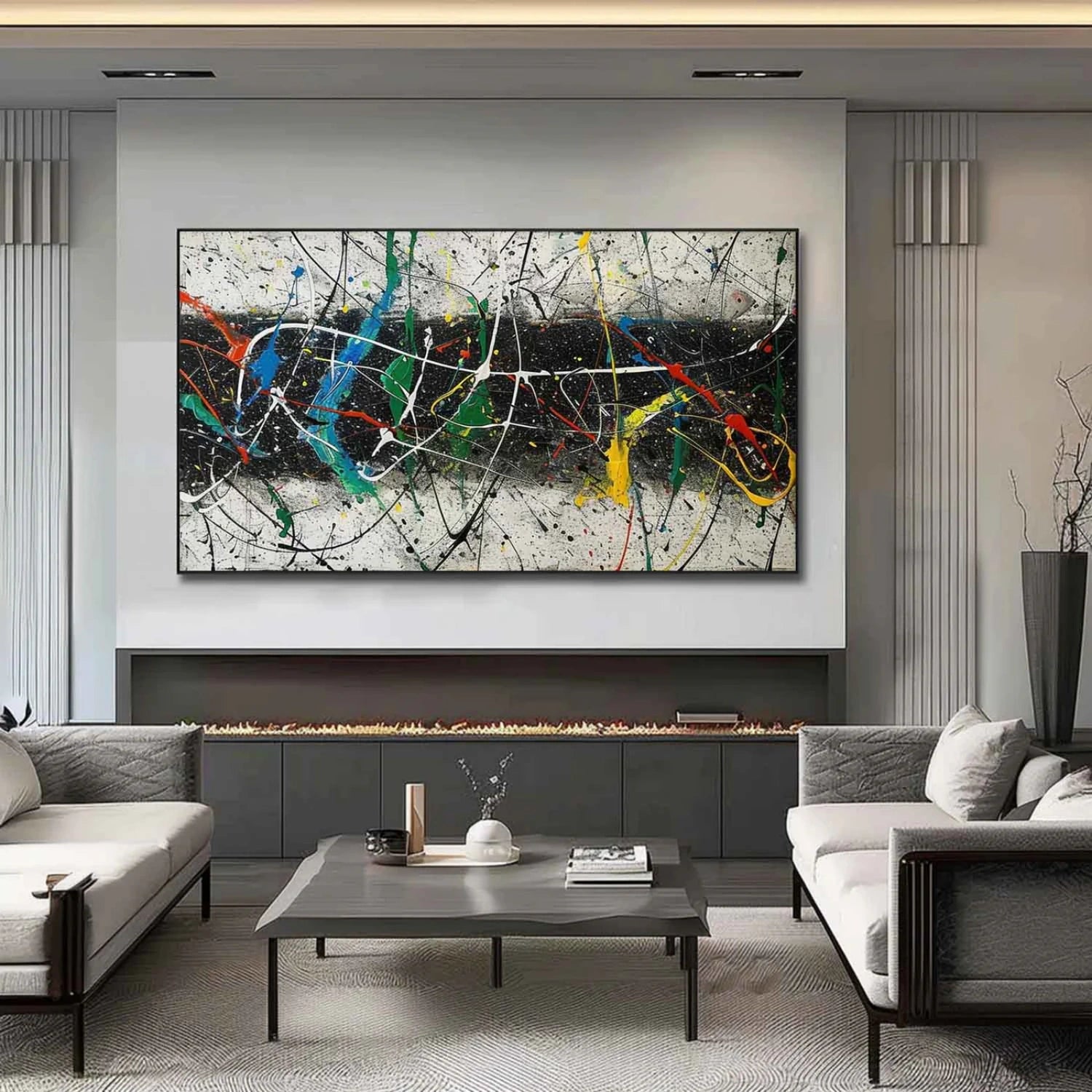 Large Colorful Pollock Art Original Large Abstract Painting Living Room ...