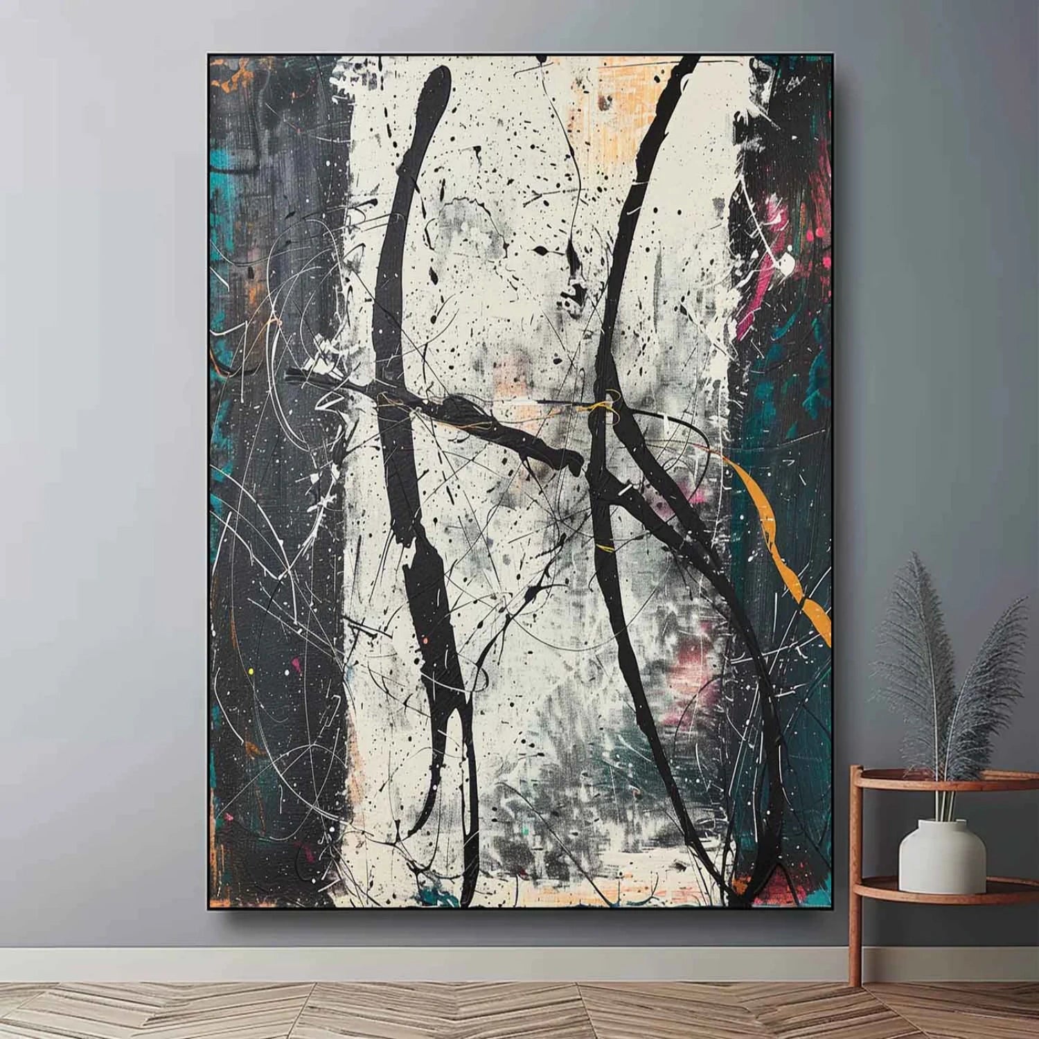 Large Colorful Pollock Art Original Large Abstract Painting Living Room ...