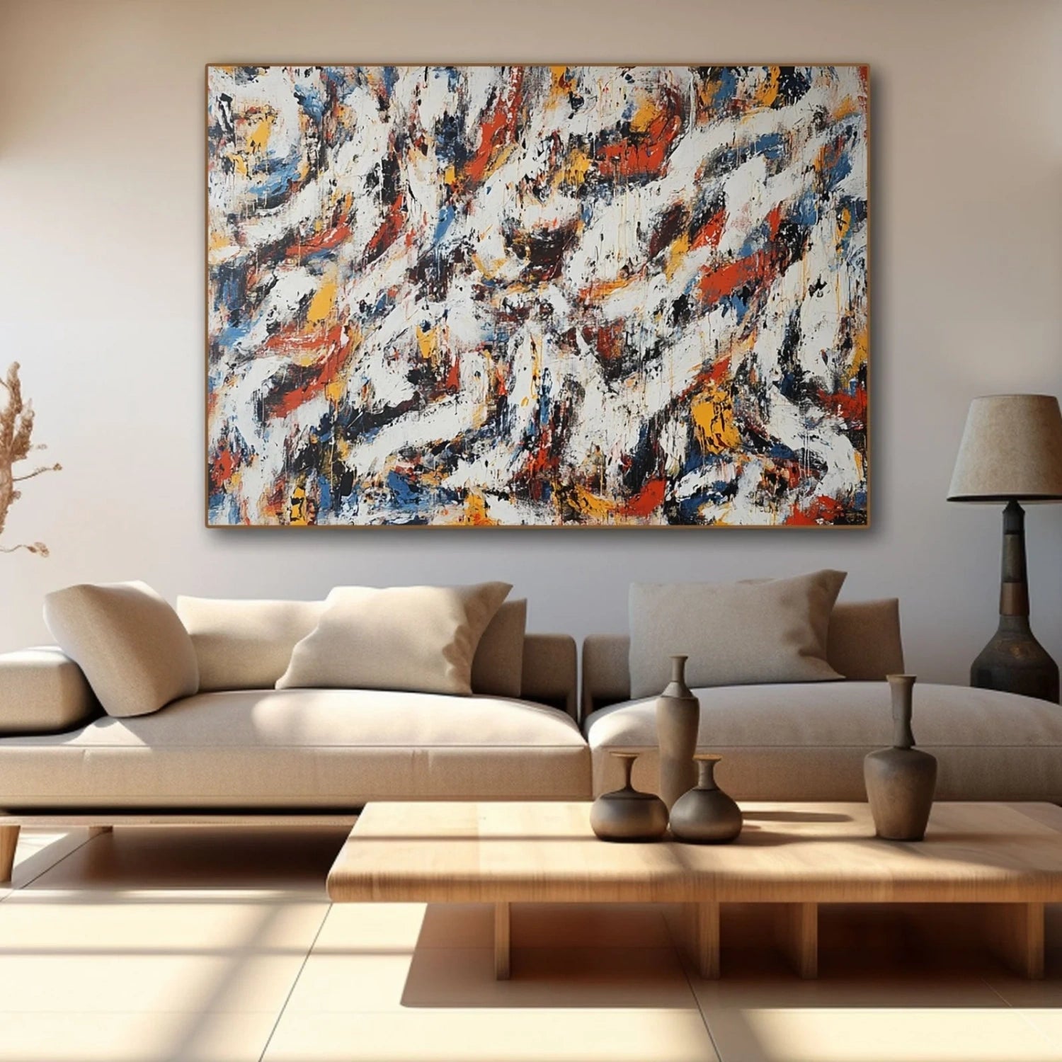 Large Colorful Pollock Art Original Large Abstract Painting Living Room ...